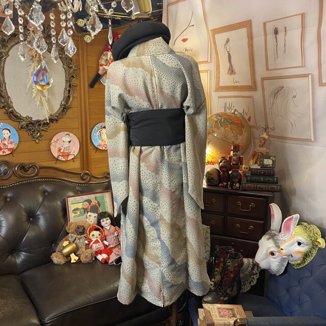 和洋折衷 着物 リメイク ワンピース ドレス 洗える 化繊 名古屋帯サッシュベルト レトロ 古着 和 KW-515 | iichi 日々の暮らしを心地よくするハンドメイドやアンティークの ...