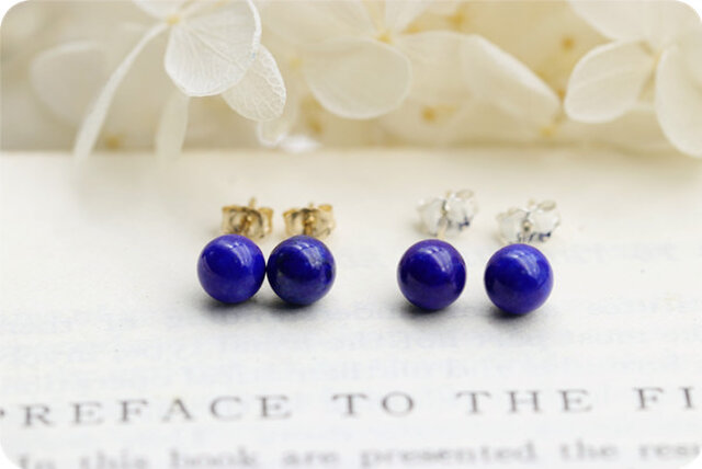 ラピスラズリの一粒スタッドピアス イヤリング 幸運成功運UP 12月誕生石 6mm 1ペア | iichi 日々の暮らしを心地よくするハンドメイドやアンティークのマーケットプレイス