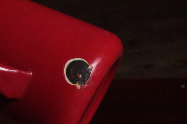 №320 赤ポット/ホーロー/やかん/古道具/古雑貨/キッチン雑貨 | iichi 日々の暮らしを心地よくするハンドメイドやアンティークのマーケットプレイス