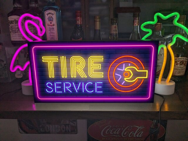 【Lサイズ オーダー無料】タイヤ 自動車 バイク ガレージ カーショップ 営業中 サイン 照明 看板 置物 雑貨 ライトBOX | iichi 日々の暮らしを心地よくするハンドメイドや ...