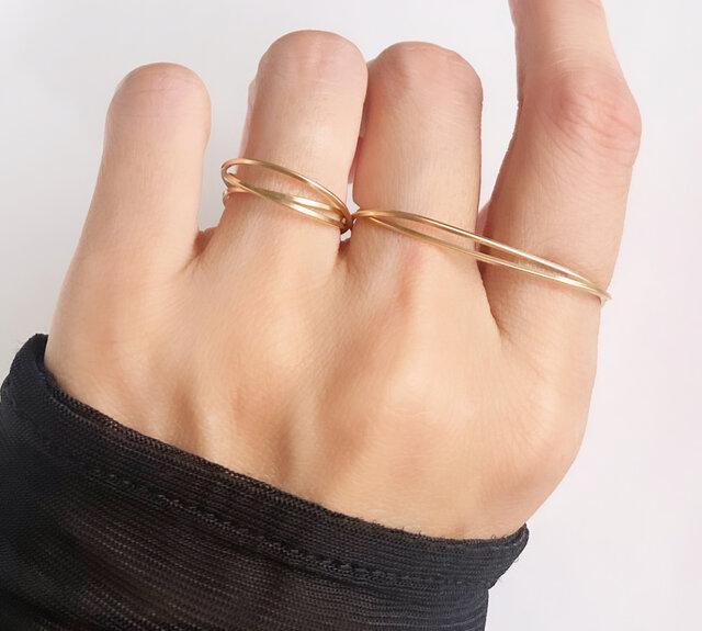 Parallel 14kgf【2点セット】ダブルフィンガーリング・diagonalリング 2way イヤーカフ | iichi 日々の暮らしを心地よくするハンドメイドやアンティークのマーケットプレイス