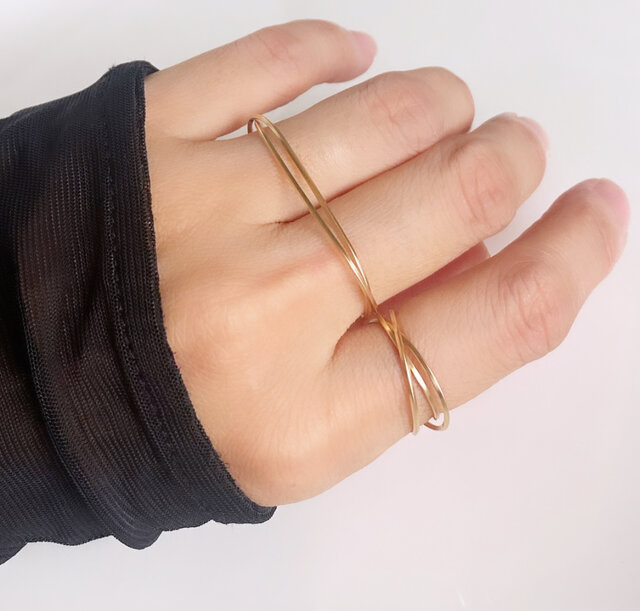 Parallel 14kgf【2点セット】ダブルフィンガーリング・diagonalリング 2way イヤーカフ | iichi 日々の暮らしを心地よくするハンドメイドやアンティークのマーケットプレイス