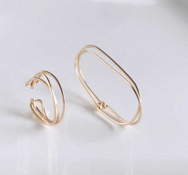 Parallel 14kgf【2点セット】ダブルフィンガーリング・diagonalリング 2way イヤーカフ | iichi 日々の暮らしを心地よくするハンドメイドやアンティークのマーケットプレイス