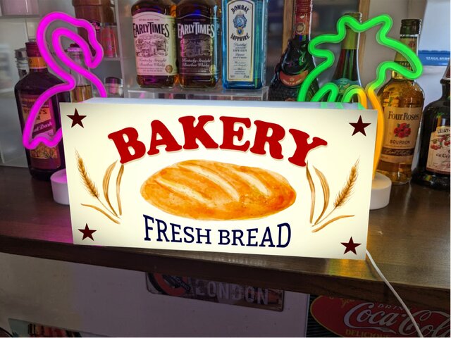 【オーダー無料】パン ベーカリー ブレッド 営業中 開店 オープン 店舗 壁掛け 照明 ランプ 看板 置物 雑貨 ライトBOX | iichi 日々の暮らしを心地よくするハンドメイドや ...