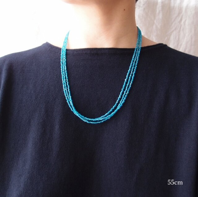 【K14gf】Blue Apatite Necklace／ブルーアパタイト 3連ネックレス | iichi 日々の暮らしを心地よくするハンドメイドやアンティークのマーケットプレイス