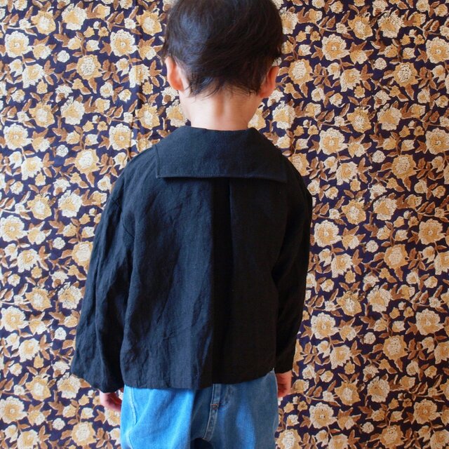 LINEN セーラー開衿シャツ *ネイビー* size 80~110 | iichi 日々の暮らしを心地よくするハンドメイドやアンティークのマーケットプレイス