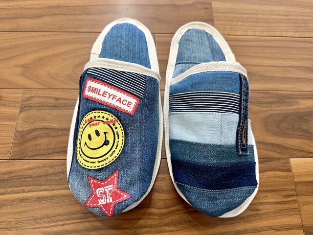 男性用★洗濯機丸洗いOK★スリッパ•室内履き★デニムリメイク ルームシューズ | iichi 日々の暮らしを心地よくするハンドメイドやアンティークのマーケットプレイス