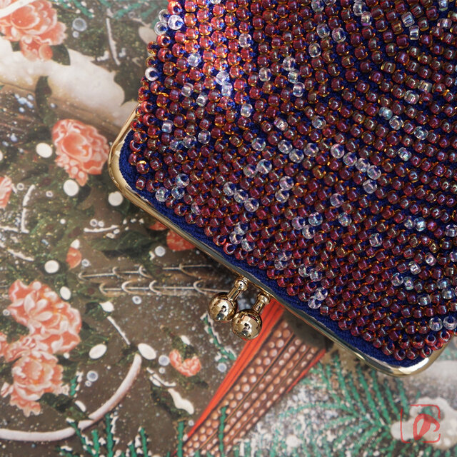 ばあば作 シードビーズのスクエアがま口（雪中錦鶏・2018） | iichi 日々の暮らしを心地よくするハンドメイドやアンティークのマーケットプレイス