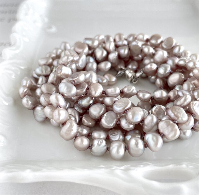 バロックパール アンティークシルバー 超ロングネックレス 120cm | iichi 日々の暮らしを心地よくするハンドメイドやアンティークのマーケットプレイス