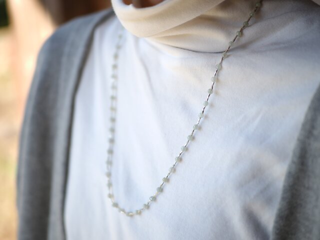 -Jade・Silver- long necklace | iichi 日々の暮らしを心地よくするハンドメイドやアンティークのマーケットプレイス