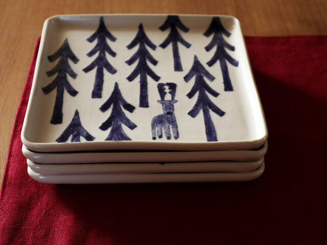 角プレートren サンタを待つ森 | iichi 日々の暮らしを心地よくするハンドメイドやアンティークのマーケットプレイス