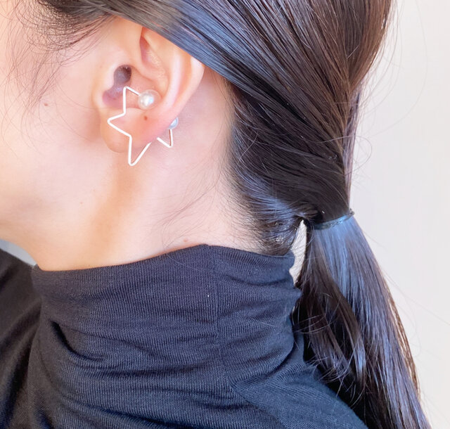 14kgf Big Dipper パール イヤーカフ 2way クリスタルパール | iichi 日々の暮らしを心地よくするハンドメイドやアンティークのマーケットプレイス