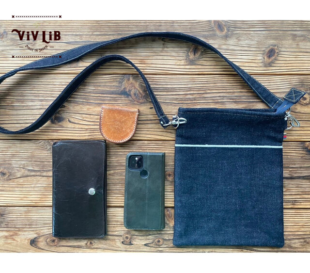 セルビッチデニムのサコッシュ・13.5oz・スマホショルダー | iichi 日々の暮らしを心地よくするハンドメイドやアンティークのマーケットプレイス