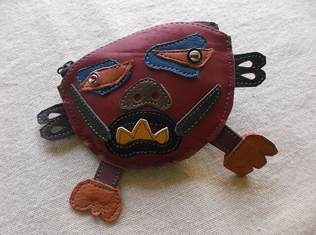 モンスターコインケース 妖怪小銭入れ レザーパッチワーク | iichi 日々の暮らしを心地よくするハンドメイドやアンティークのマーケットプレイス