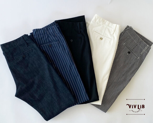定番ラインのデニム好きのためのストライプデニムチノ/男女兼用/S~XXL | iichi 日々の暮らしを心地よくするハンドメイドやアンティークのマーケットプレイス