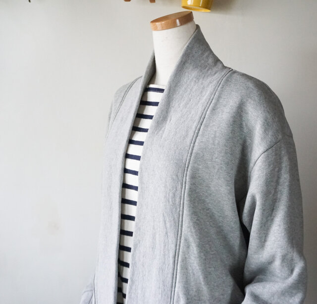 コットン裏毛起毛ニット生地コーディガン（杢グレー） | iichi 日々の暮らしを心地よくするハンドメイドやアンティークのマーケットプレイス