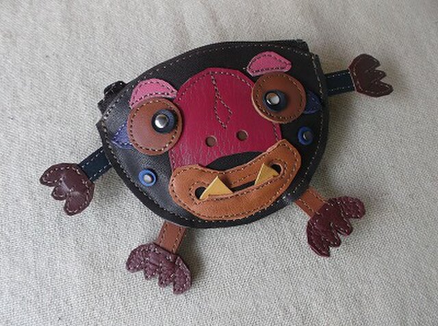 モンスターコインケース 妖怪小銭入れ レザーパッチワーク | iichi 日々の暮らしを心地よくするハンドメイドやアンティークのマーケットプレイス