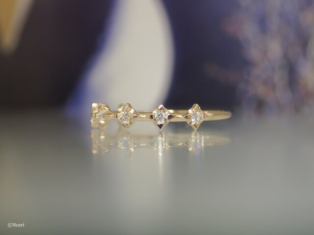 スターレット ハーフエタニティ リング (ダイヤモンド K10） | iichi 日々の暮らしを心地よくするハンドメイドやアンティークのマーケットプレイス