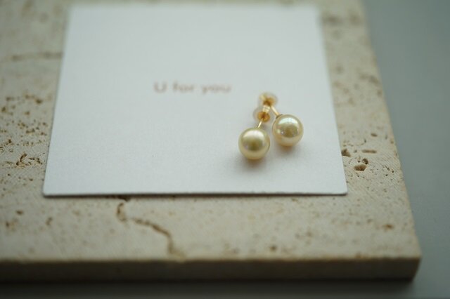 【drop】K18 イエローあこやピアス | iichi 日々の暮らしを心地よくするハンドメイドやアンティークのマーケットプレイス