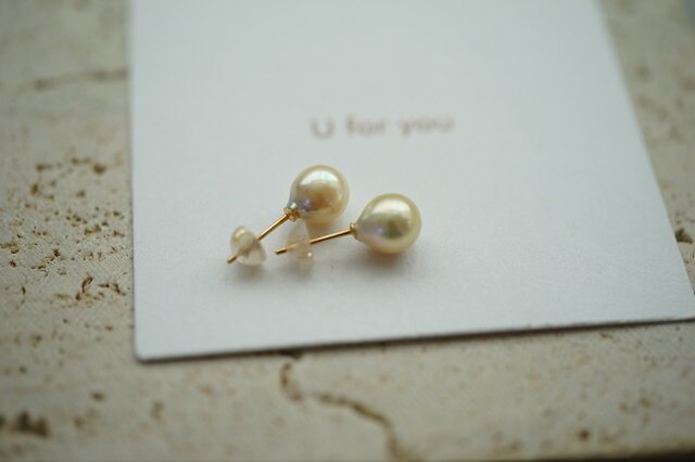 【drop】K18 イエローあこやピアス | iichi 日々の暮らしを心地よくするハンドメイドやアンティークのマーケットプレイス