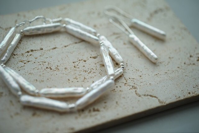 【drop】silver925 スティックパールネックレス | iichi 日々の暮らしを心地よくするハンドメイドやアンティークのマーケットプレイス