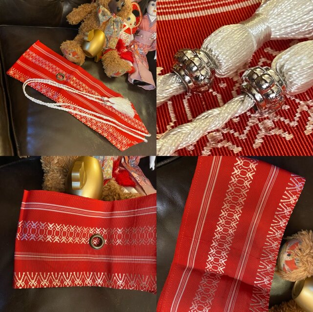 和洋折衷 アンサンブル 着物 リメイク ワンピース ドレス 帯サッシュベルト ハンドメイド 和 紺×赤系 aKW-62 | iichi 日々の暮らしを心地よくするハンドメイドやアンティークの ...