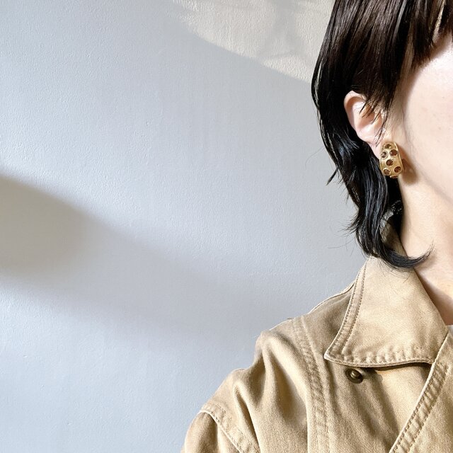 YL2-【 Lisner 】リスナー・ヴィンテージイヤリング U.S.A. Gold-tone amber rhinestone | iichi 日々の暮らしを心地よくするハンドメイドや ...