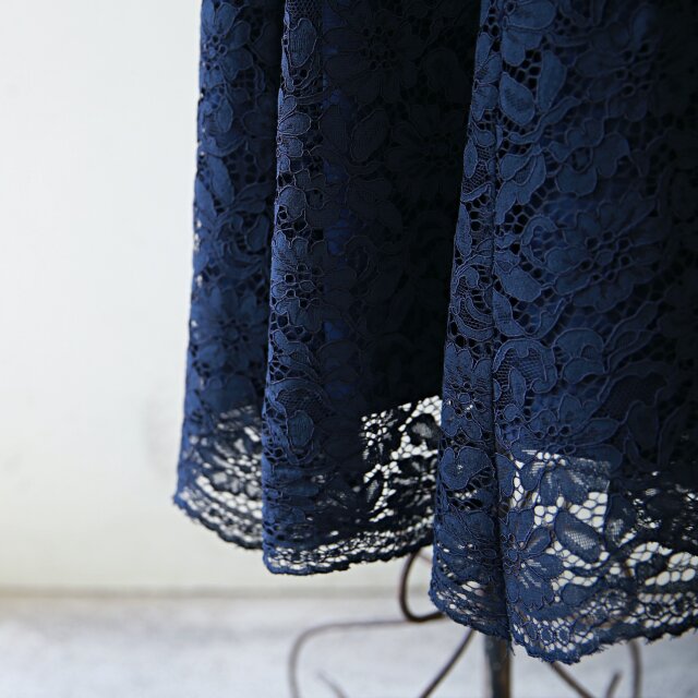 レース フレアスカート 3サイズ ネイビー 0465NV | iichi 日々の暮らしを心地よくするハンドメイドやアンティークのマーケットプレイス