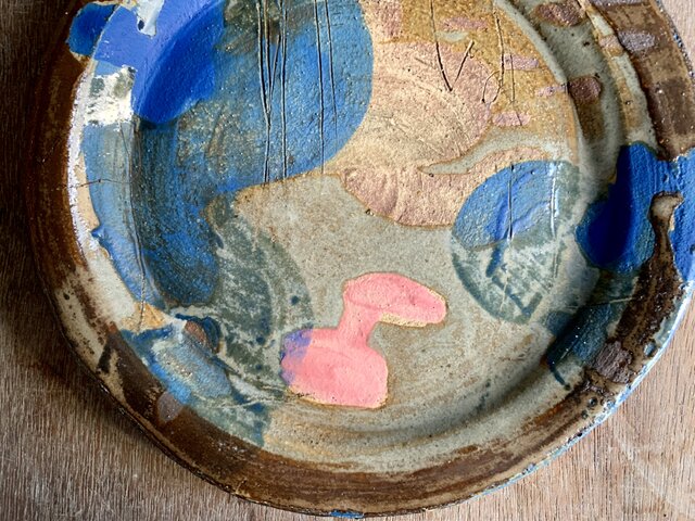 錆青ピンク5 中皿20cm | iichi 日々の暮らしを心地よくするハンドメイドやアンティークのマーケットプレイス
