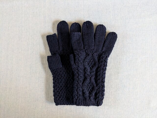 Navyblue メリノウール100%スマホ対応手袋(男性用M) | iichi 日々の暮らしを心地よくするハンドメイドやアンティークのマーケットプレイス