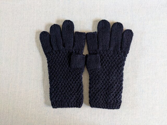 Navyblue メリノウール100%スマホ対応手袋(男性用M) | iichi 日々の暮らしを心地よくするハンドメイドやアンティークのマーケットプレイス