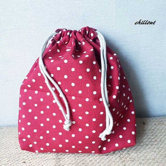【ソフトリネン】入園バッグ5点セット：ドット：ワインレット【0296】 | iichi 日々の暮らしを心地よくするハンドメイドやアンティークのマーケットプレイス