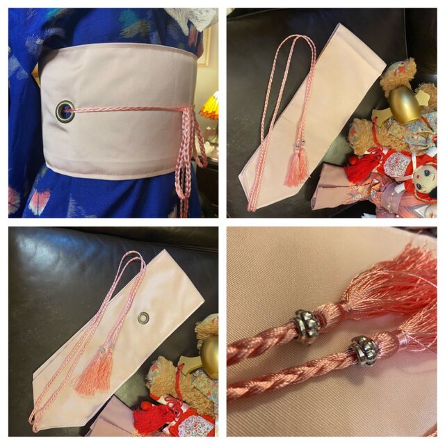 リメイク着物ワンピース アンサンブル 帯ベルト付き 和洋折衷 鮮やかなブルーを基調とした温かみのある絣の矢羽根 aKW-71 | iichi 日々の暮らしを心地よくするハンドメイドや ...