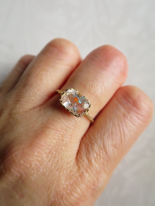 K18 Gilalite Limonaite in quartz Ring | iichi 日々の暮らしを心地よくするハンドメイドや ...