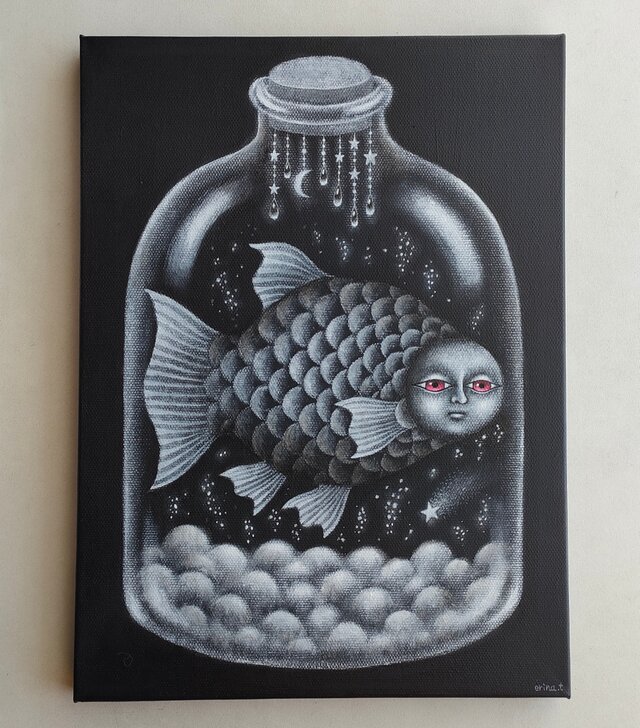 原画「異空間」キャンバス F4号 | iichi 日々の暮らしを心地よくするハンドメイドやアンティークのマーケットプレイス