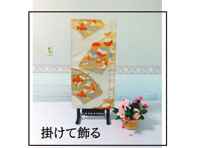 16)2147】77cm/鴛鴦文様/テーブルセンター/和風/帯リメイク/日本のお土産 | iichi 日々の暮らしを心地よくするハンドメイドやアンティークのマーケットプレイス