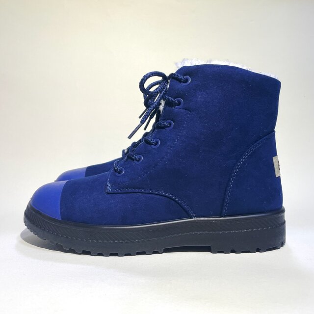 バイカラーのレースアップボアブーツ(Wネイビー) | iichi 日々の暮らしを心地よくするハンドメイドやアンティークのマーケットプレイス