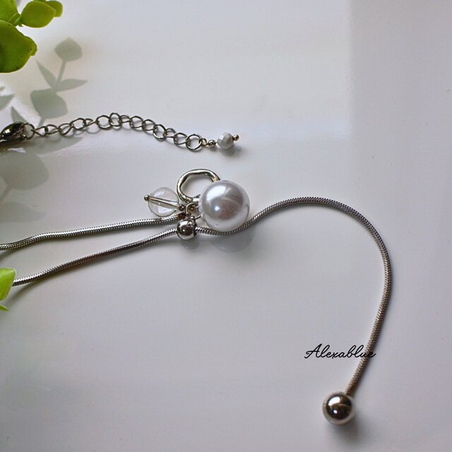 Bigパール＆クリスタルクォーツ ロングネックレス 4月誕生石 天然石ロングネックレス | iichi 日々の暮らしを心地よくするハンドメイドやアンティークのマーケットプレイス