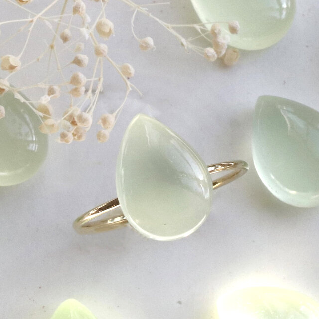 春色新作 ミントグリーンカルセドニー 大粒 フリーリング フリーサイズ --Minto drop-- | iichi 日々の暮らしを心地よくするハンドメイドやアンティークのマーケットプレイス