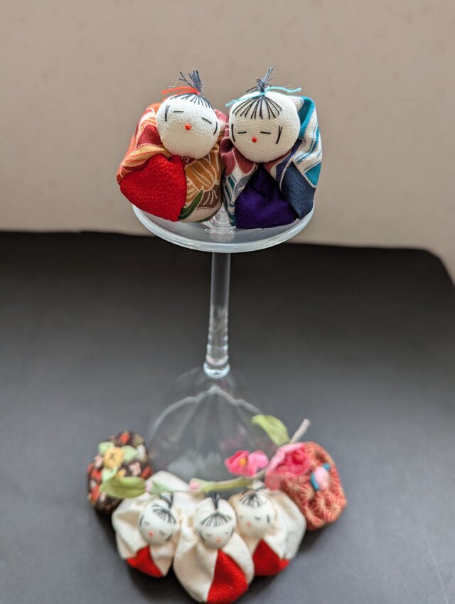 おじゃみひな飾り（ハートワイヤーbox）S1 | iichi 日々の暮らしを心地よくするハンドメイドやアンティークのマーケットプレイス