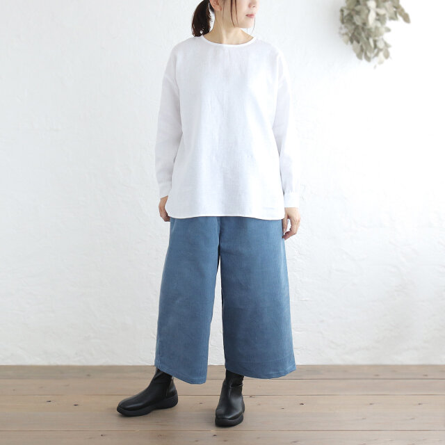 春までOK コーデュロイ クロップドパンツ （ブルー） PT06 | iichi 日々の暮らしを心地よくするハンドメイドやアンティークのマーケットプレイス