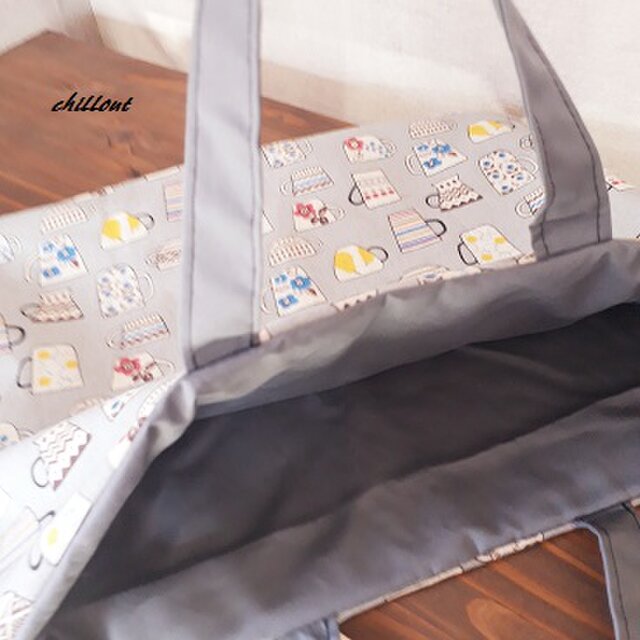 【ソフトリネン】入園レッスンバッグ：ティーカップ：くすみブルー【0424】 | iichi 日々の暮らしを心地よくするハンドメイドやアンティークのマーケットプレイス