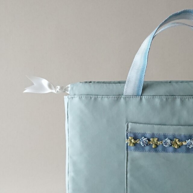FRANCE RIBBON KINCHAKU MINI TOTE [light blue] | iichi 日々の暮らしを心地よくするハンドメイドやアンティークのマーケットプレイス