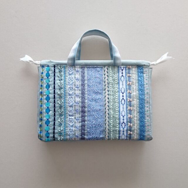 FRANCE RIBBON KINCHAKU MINI TOTE [light blue] | iichi 日々の暮らしを心地よくするハンドメイドやアンティークのマーケットプレイス
