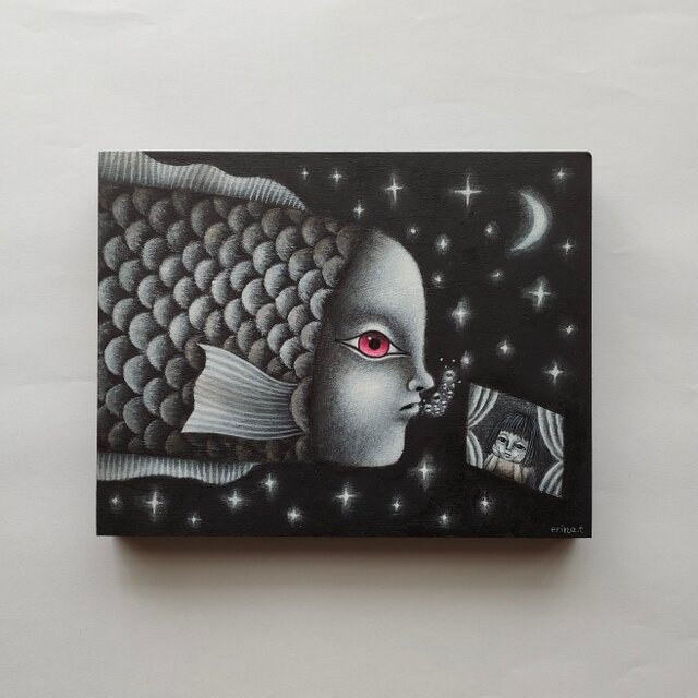 原画「どうしたの？」木製パネル F0号 | iichi 日々の暮らしを心地よくするハンドメイドやアンティークのマーケットプレイス