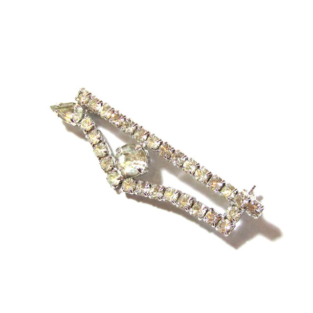 80s Vintage Clear Rhinestone Design Brooch | iichi 日々の暮らしを心地よくするハンドメイドやアンティークのマーケットプレイス