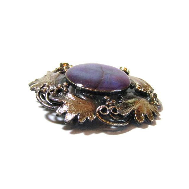 80s Vintage Purple Shell Flower Design Pendant Brooch | iichi 日々の暮らしを心地よくするハンドメイドやアンティークのマーケットプレイス