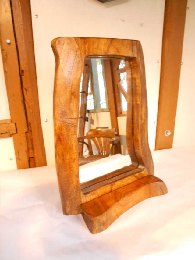 自然木けやきカガミ（自立兼壁掛け用）01－29 | iichi 日々の暮らしを心地よくするハンドメイドやアンティークのマーケットプレイス