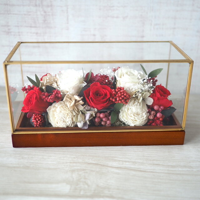 還暦祝いにも 上品なレッド系のアレンジメント -Iron gold (L)- | iichi 日々の暮らしを心地よくするハンドメイドやアンティークのマーケットプレイス