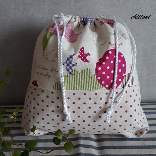 【ソフトリネン】入園バッグ5点セット：かわいいピンクの切替セット【0026】 | iichi 日々の暮らしを心地よくするハンドメイドやアンティークのマーケットプレイス